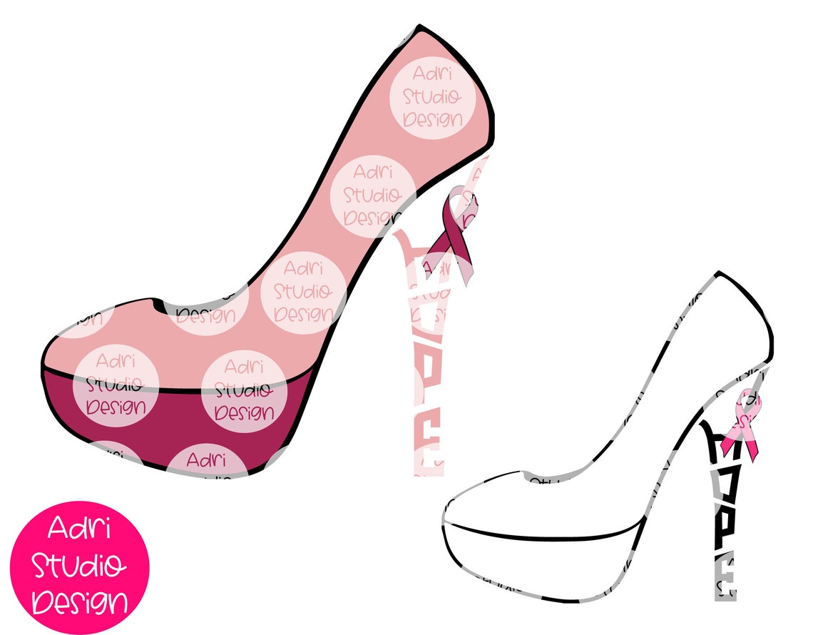 High Heels Pink Ribbon Svg Queen Clipart African American - Etsy