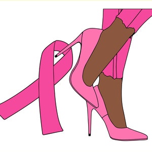 High Heels, Pink Ribbon Svg, Crush Cancer Svg African American Pink ...