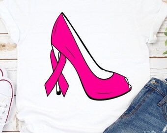 High Heels Pink Ribbon Svg Crush Cancer Svg African American | Etsy