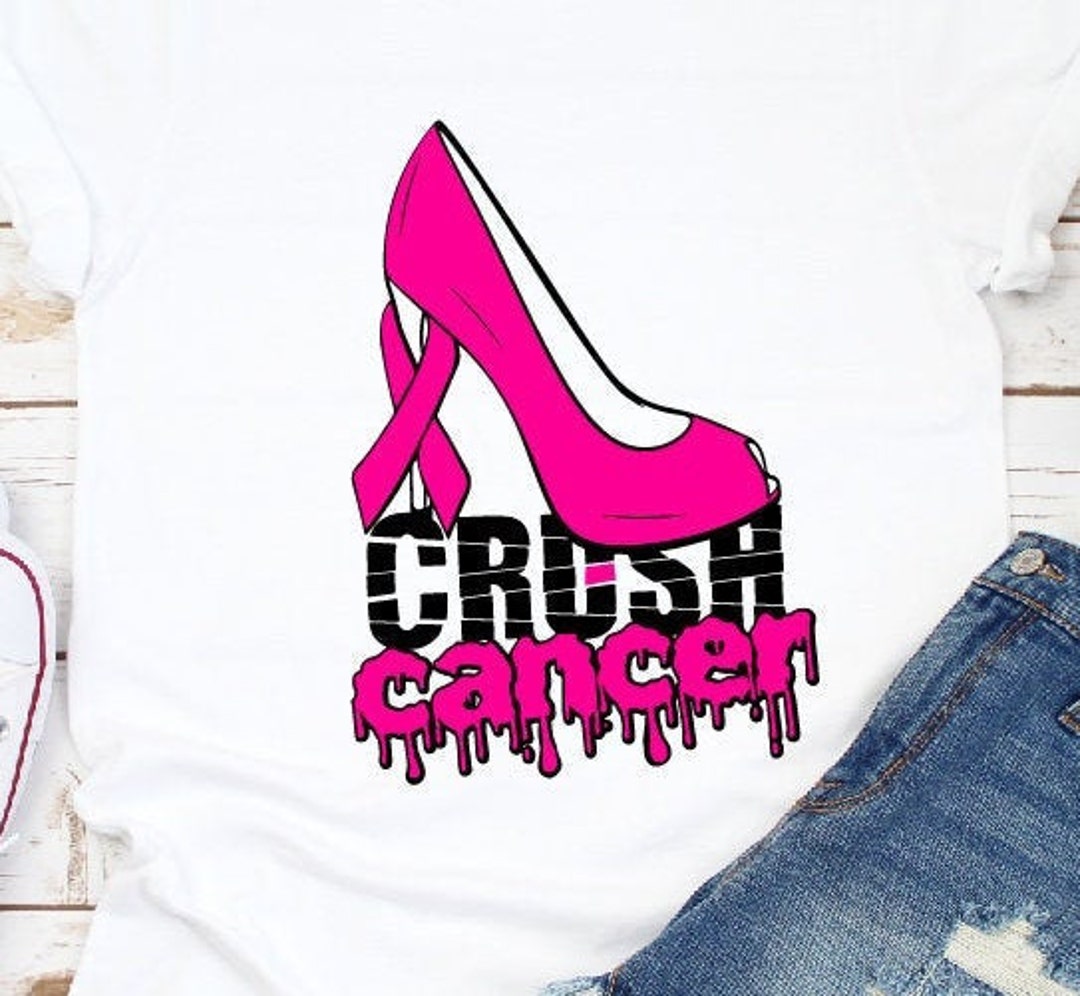 High Heels, Pink Ribbon Svg, Crush Cancer Svg African American Pink ...