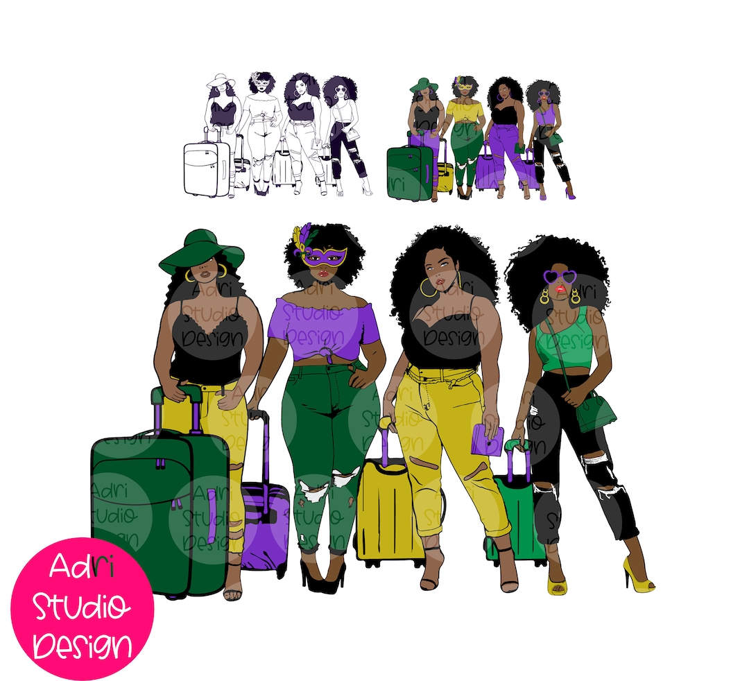 Melanin, Black Woman Svg, Luggage Svg, Ladies Getaway Vacation ...