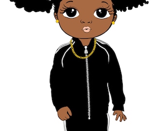 Drawing & Illustration Peekaboo girl with puff afro ponytails svg break ...