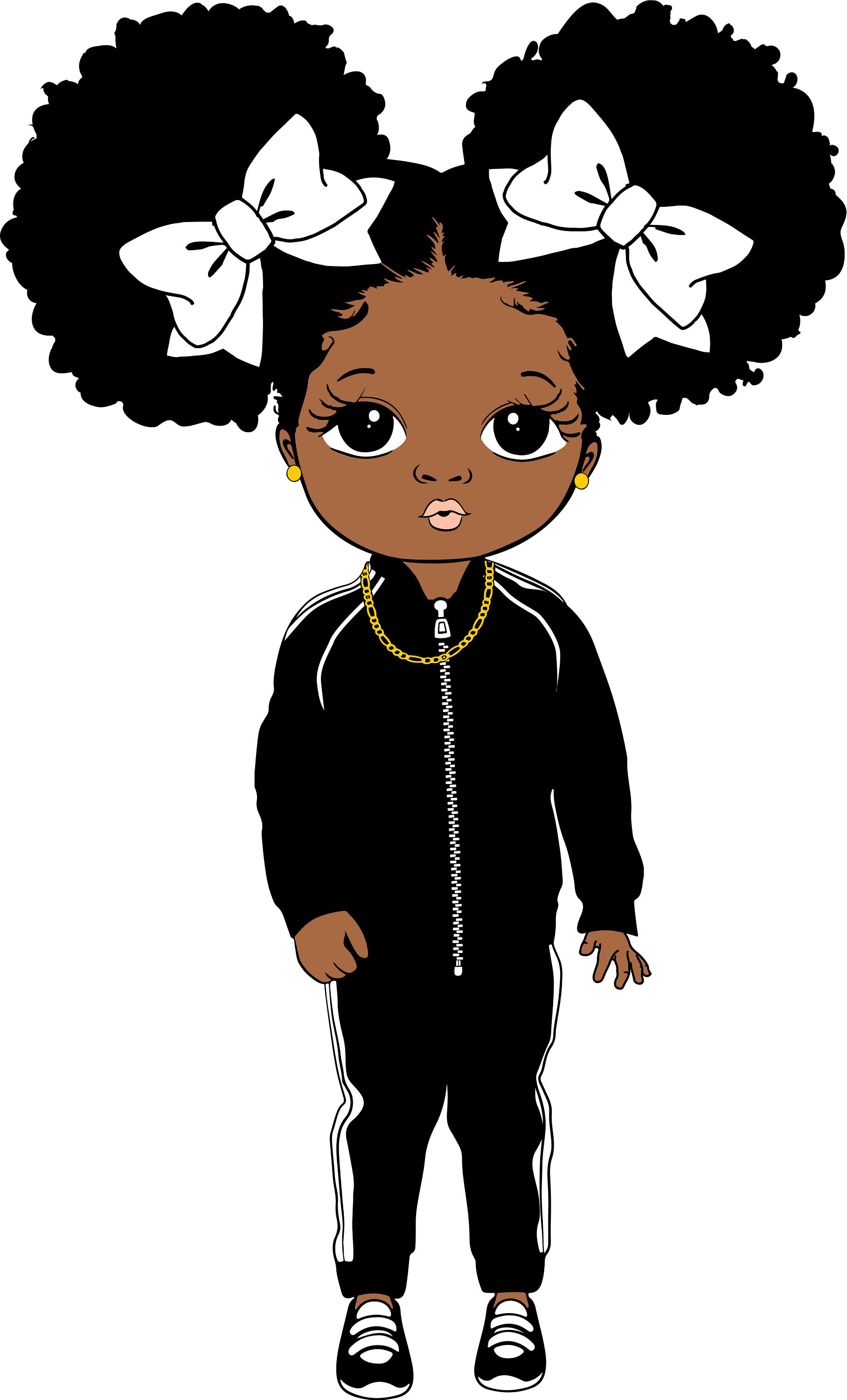 Drawing & Illustration Peekaboo girl with puff afro ponytails svg break ...