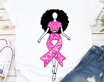 Survivor Svg Pink Ribbon Svg Queen Clipart African American | Etsy