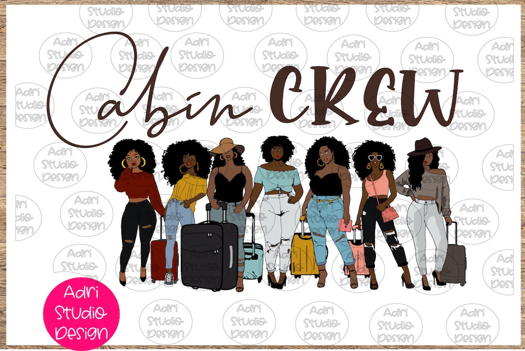 Cabin Crew, Black Woman Svg, Luggage Svg, Ladies Getaway Vacation ...
