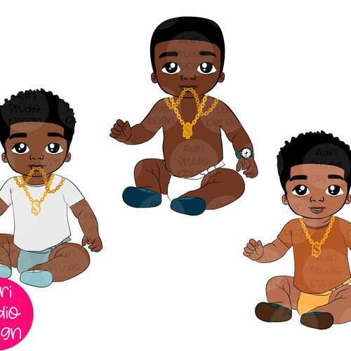 Black Baby Boy Waving SVG Cut File & PNG African American - Etsy