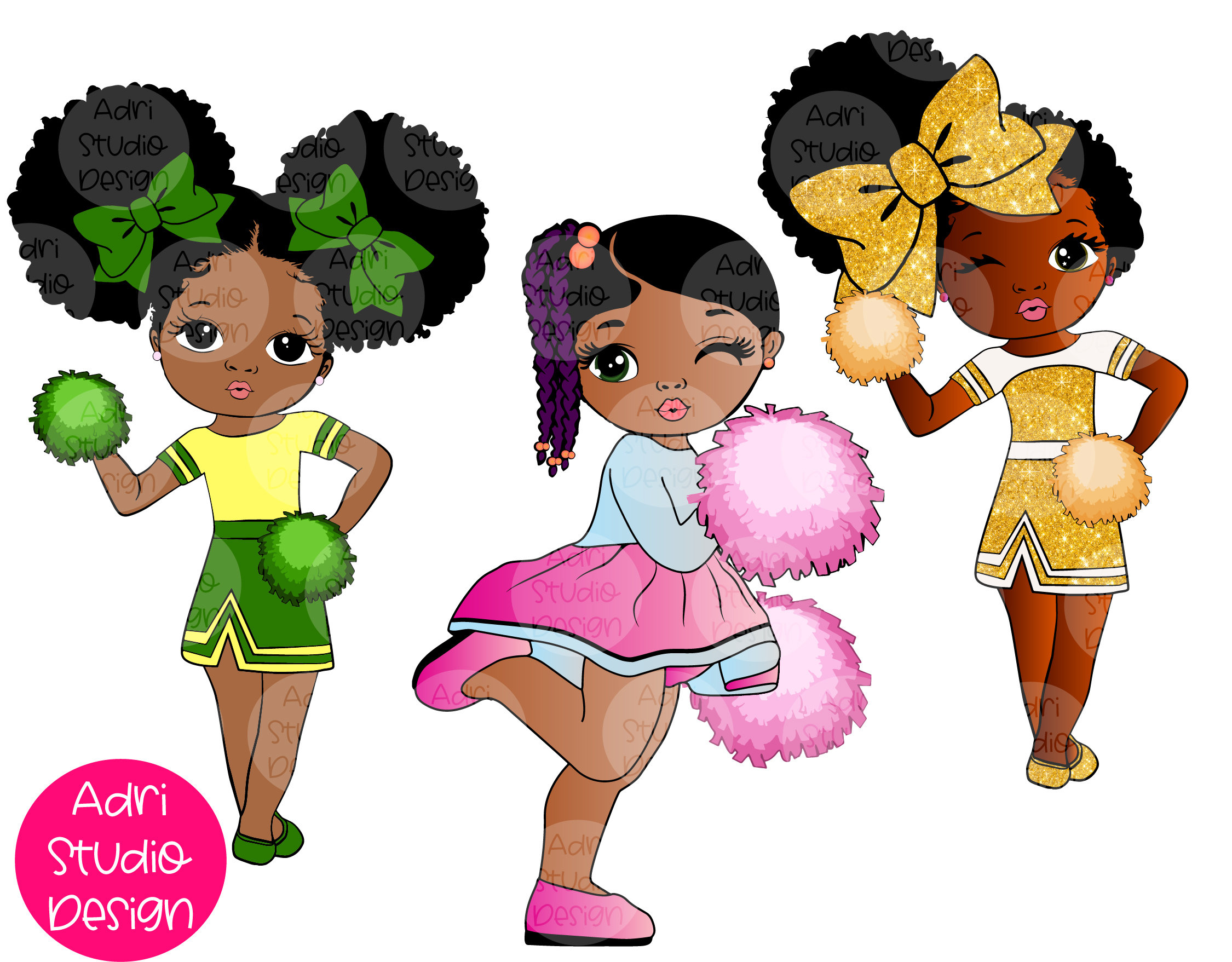 Afro-Amerikaanse clipart Pom Pom Svg Cheerleader Svg Svg - Etsy Nederland