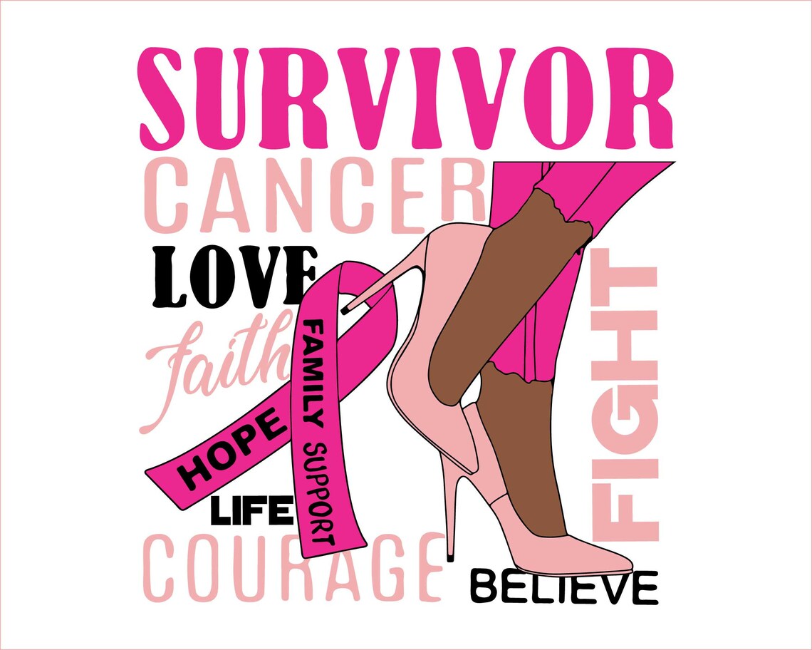 High Heels Pink Ribbon Svg Crush Cancer Svg African American | Etsy