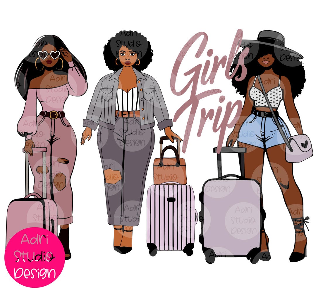 Girls Travel Clipart,cousins Trip Clipart,girls on Vacation Clipart ...