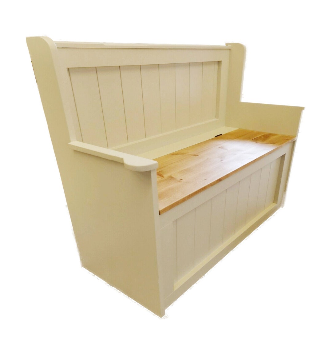 Hand Crafted Monk's Bench Arm Rest Style Finished With F&B Eggshell ...