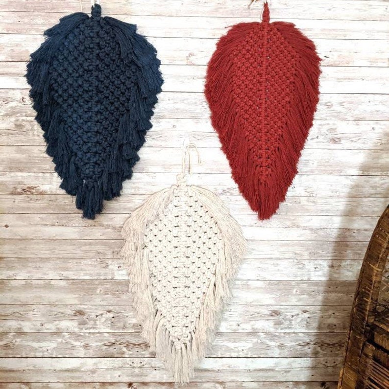Macrame Leaf Pattern Download, Macrame Feather Wall Hanging Pattern, Macrame Placemat Pattern ...