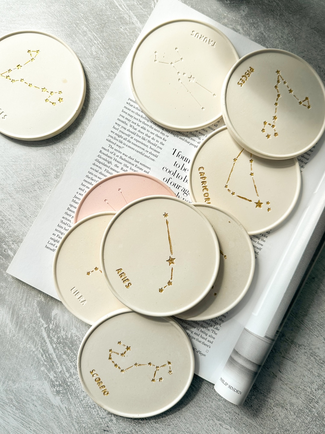 Zodiac Sign Coaster 12 Different Signs | Star Sign Coaster | Minimalist ...