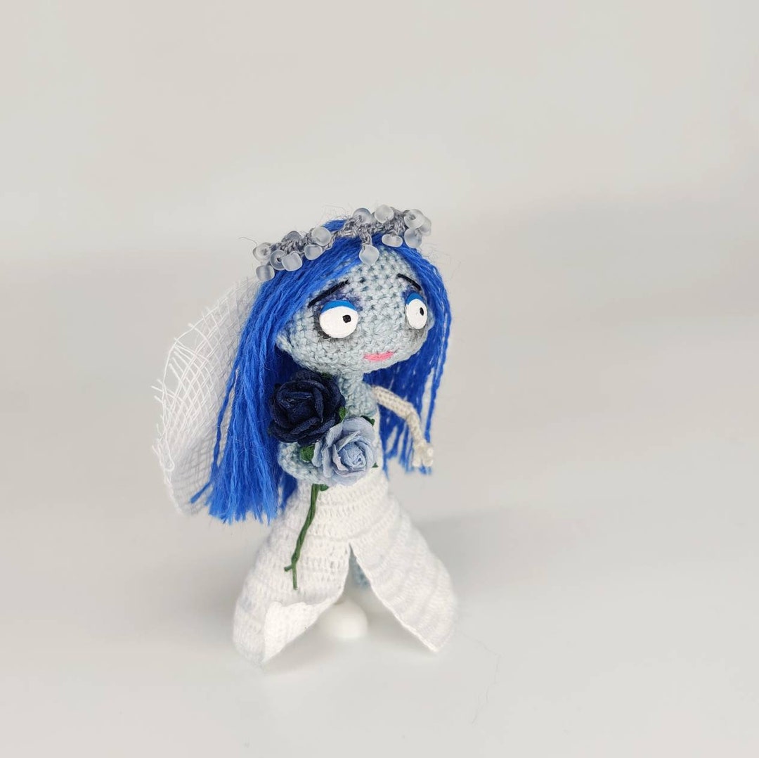 Corpse Bride Emily Amigurumi Crochet Tiny Movable Doll With Blue Zombie ...