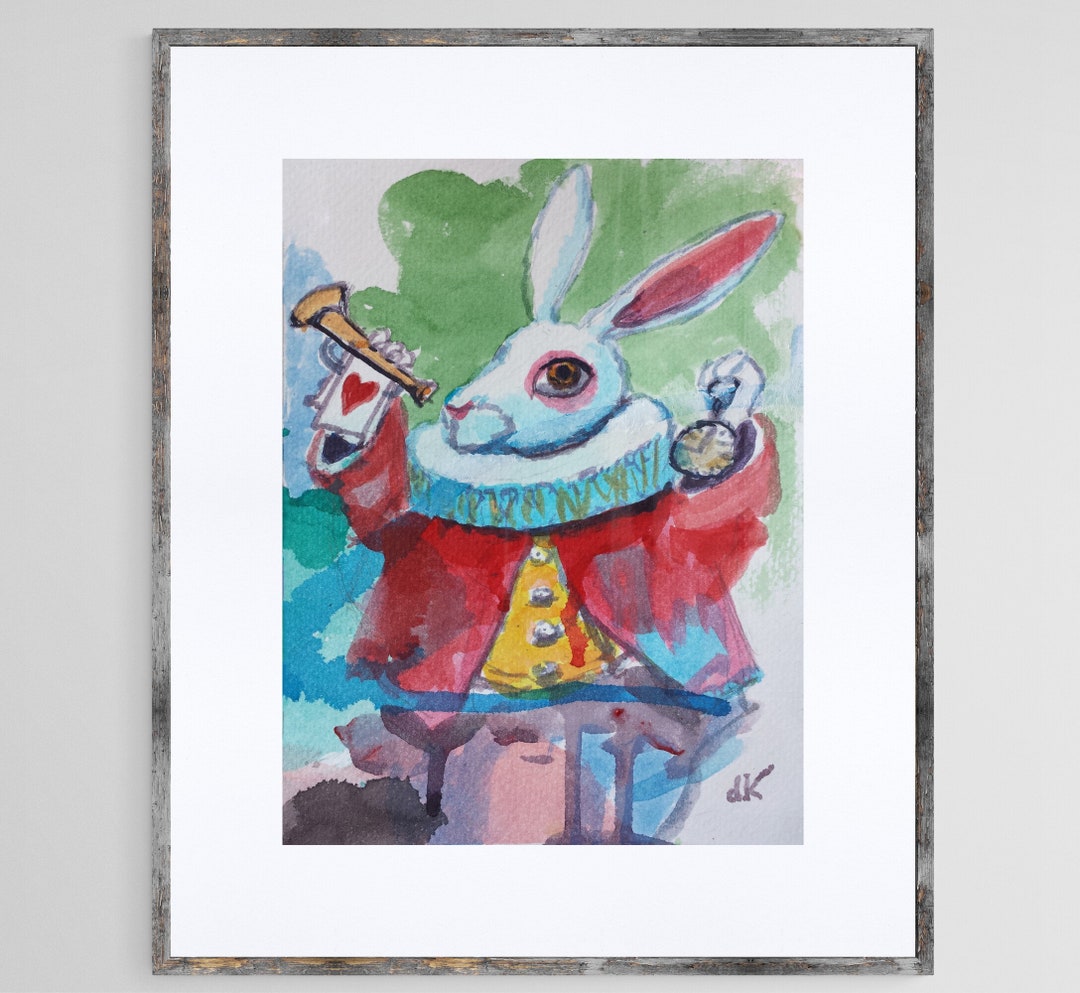 White Rabbit and Clock . Alice in Wonderland Disney Character - Etsy