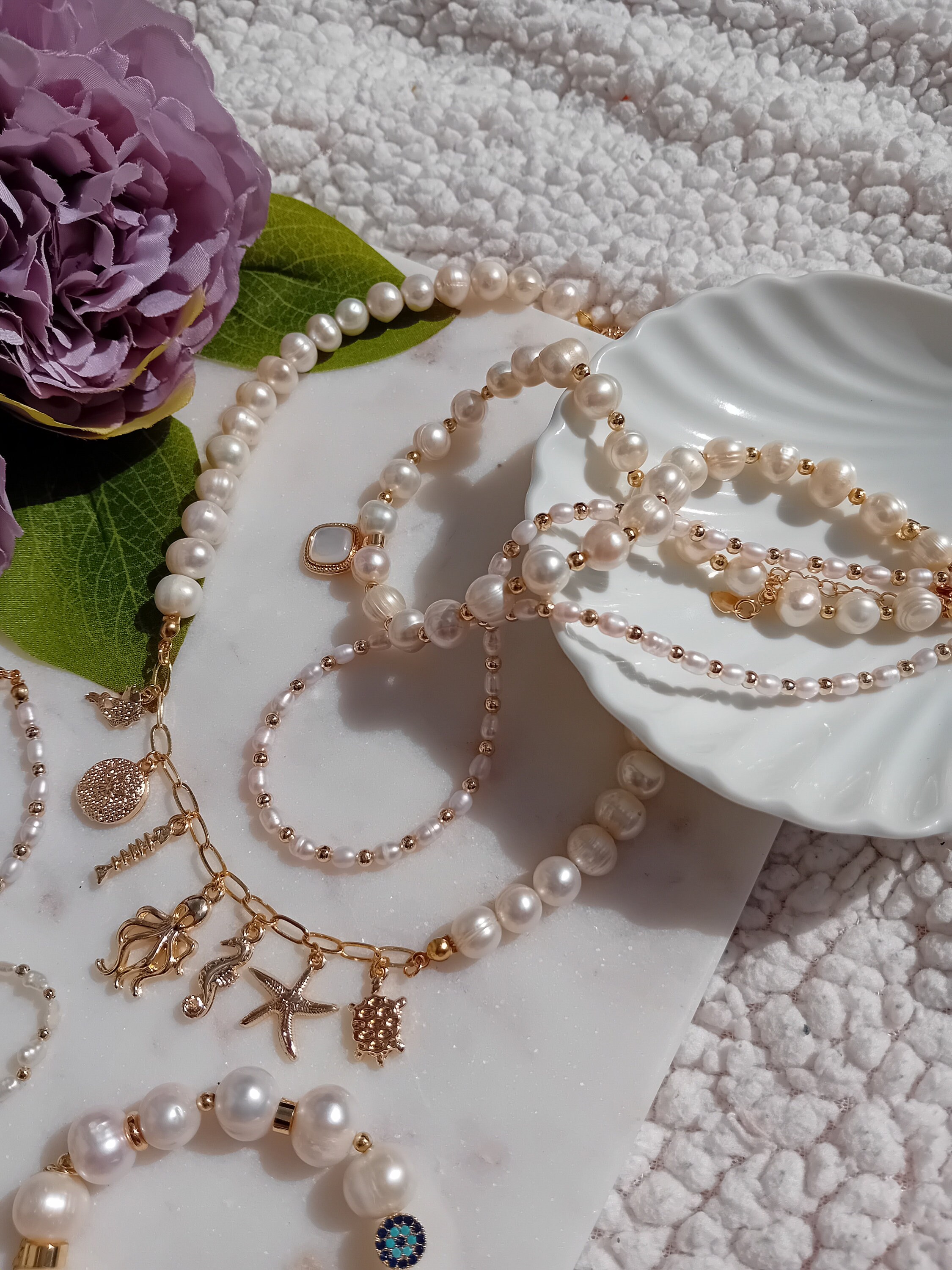 Freshwater Pearl and Mother of Pearl Pendant Necklace - Etsy