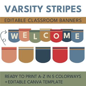 Varsity Stripes Editable Classroom Banners | Printable PDF | Vintage ...