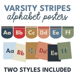 Varsity Stripes Alphabet Posters | Printable PDF | Vintage Neutral ...