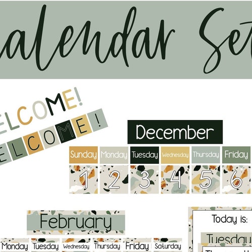 Modern Terrazzo Calendar Bulletin Board Bundle Printable PDF - Etsy