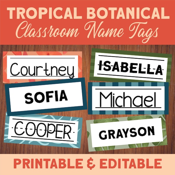 Tropical Name Tag - Etsy