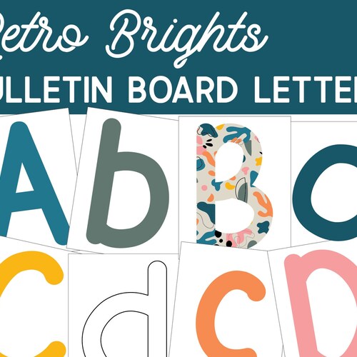 Retro Brights Bulletin Board Letter Bundle Printable PDF - Etsy