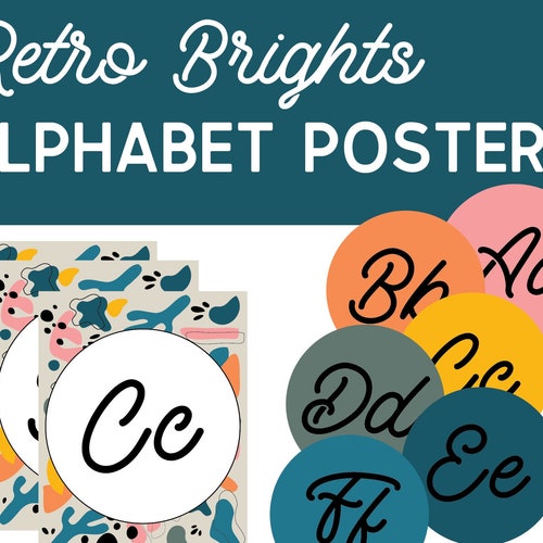 Retro Brights Cursive Alphabet Posters Printable PDF - Etsy