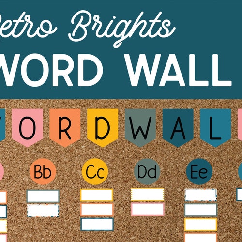 Retro Brights Word Wall Printable PDF Modern and Bright | Etsy