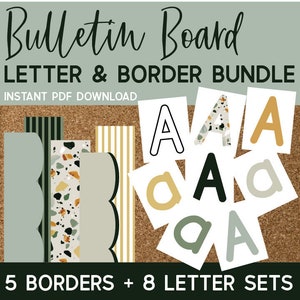 Modern Terrazzo Bulletin Board Letters and Borders Bundle | Printable ...