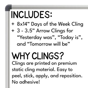 Days of the Week Whiteboard Clings + Arrows | Classroom Calendar Time ...