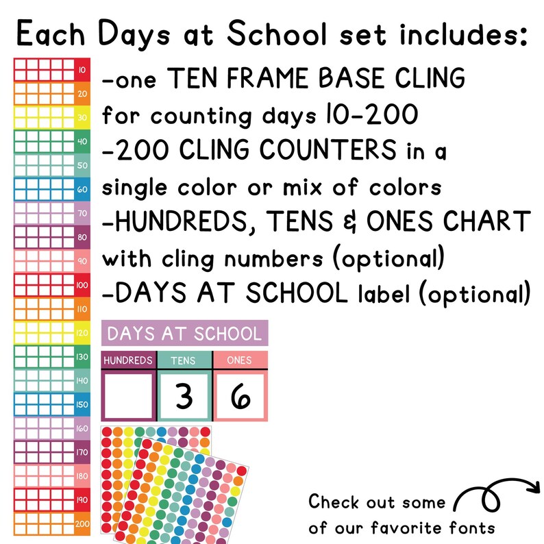 Rainbow Days at School Ten Frame Whiteboard Clings + Counters ...