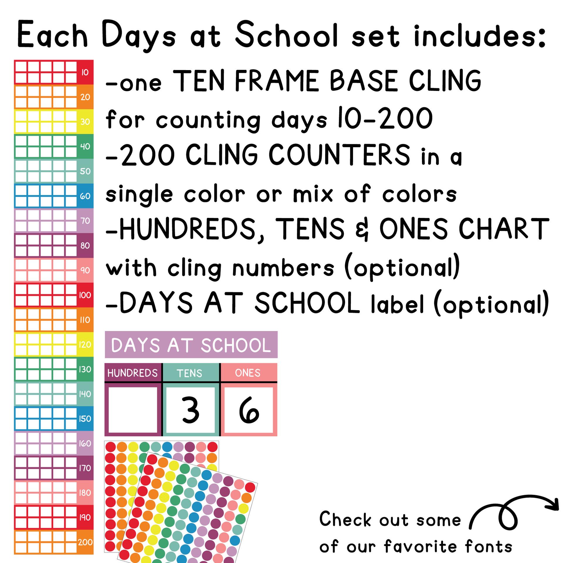 Rainbow Days at School Ten Frame Whiteboard Clings + Counters ...