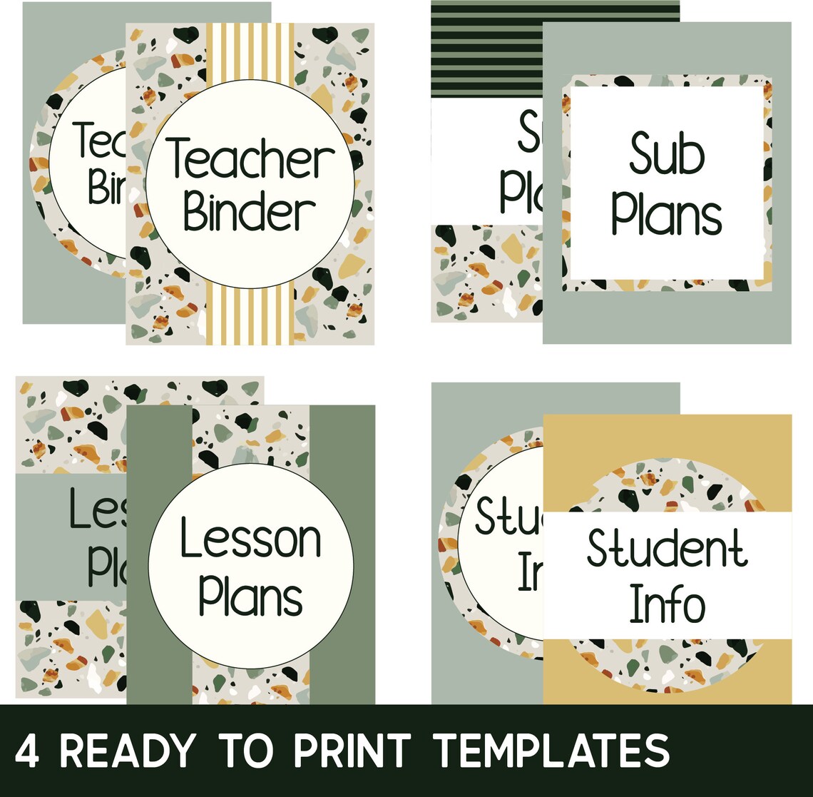 Modern Terrazzo Editable Classroom Binder Covers and Spines | Printable ...
