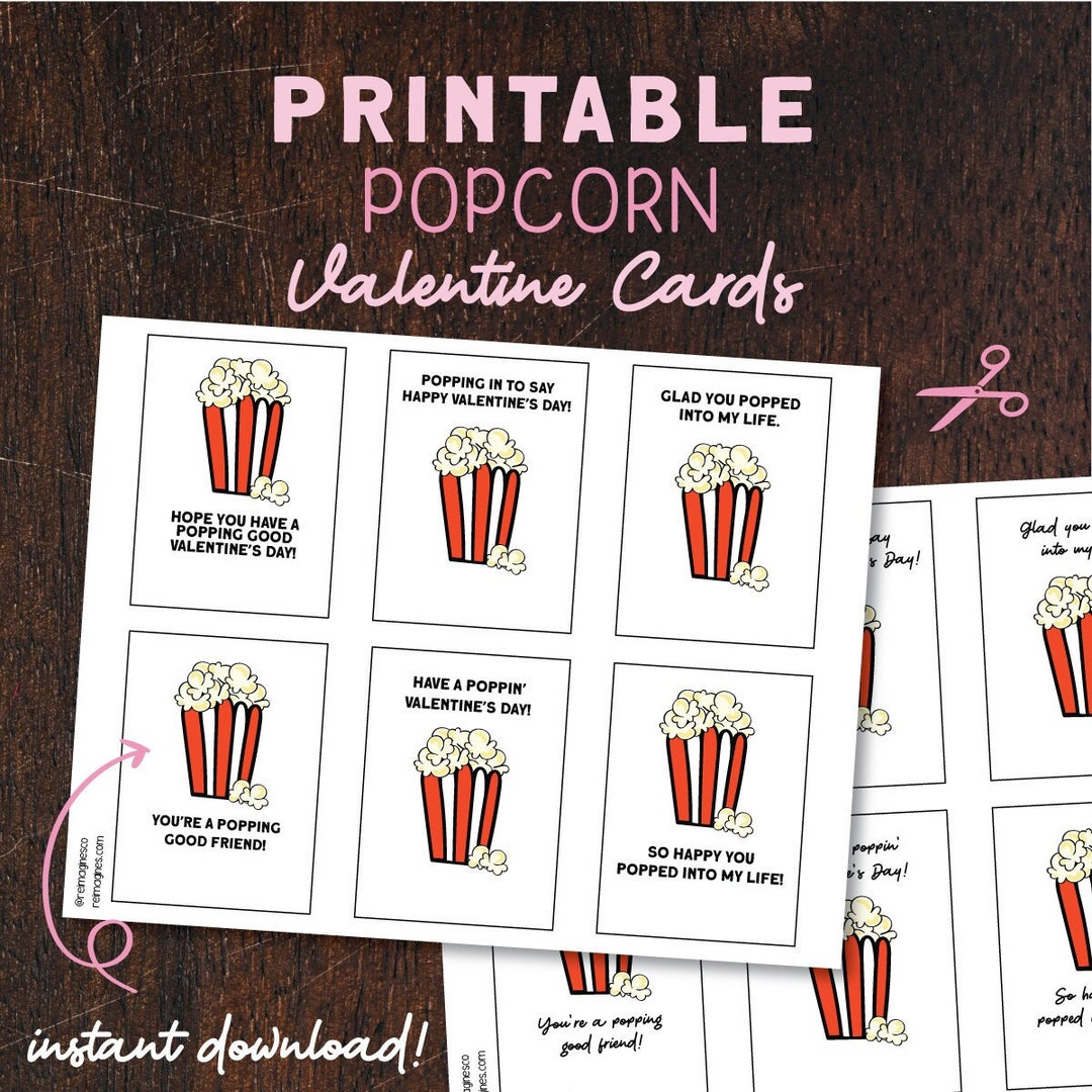 Printable Popcorn Valentine | Classroom Valentines | School Valentine ...