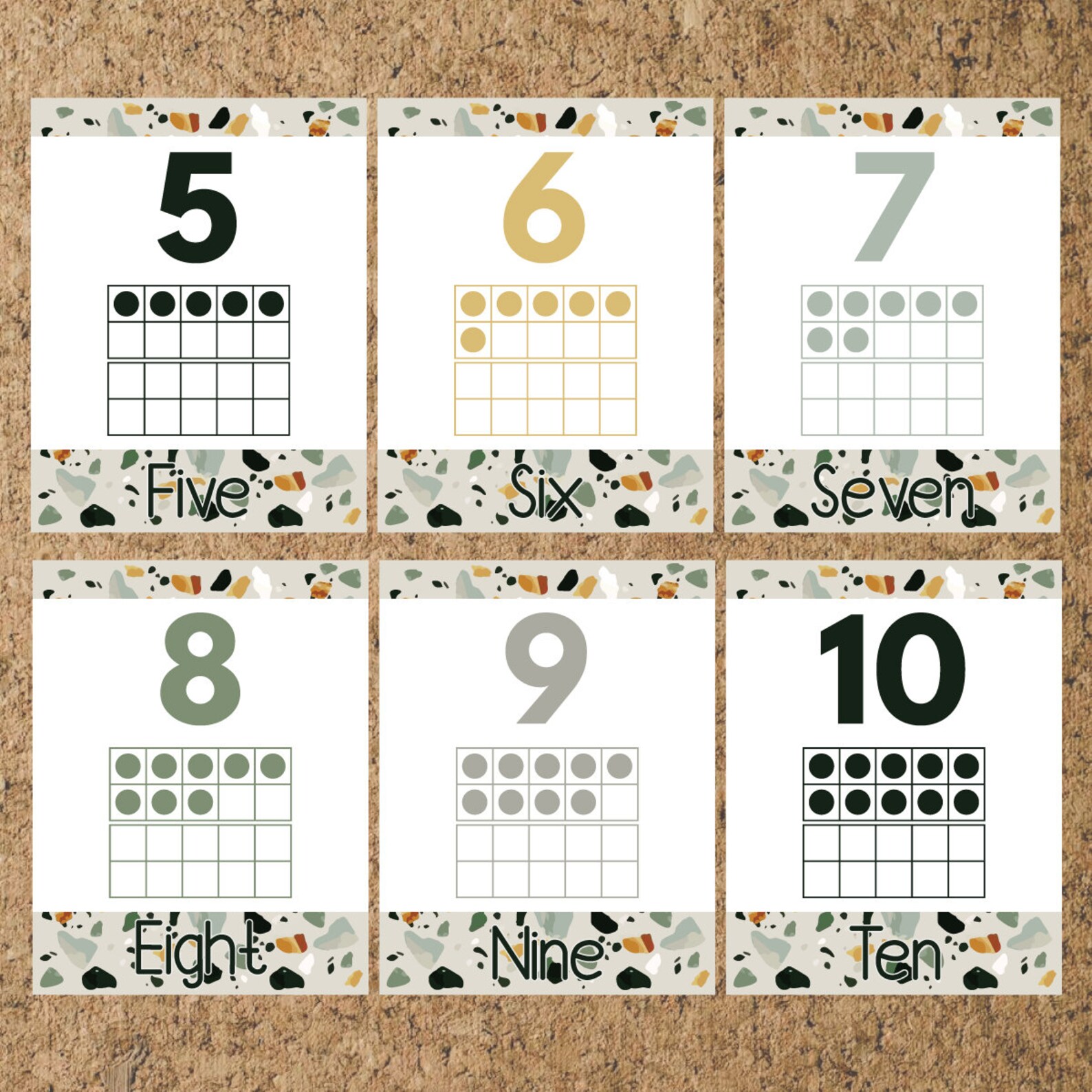 Modern Terrazzo Number Posters 0-20 | Printable PDF | Neutral Classroom ...