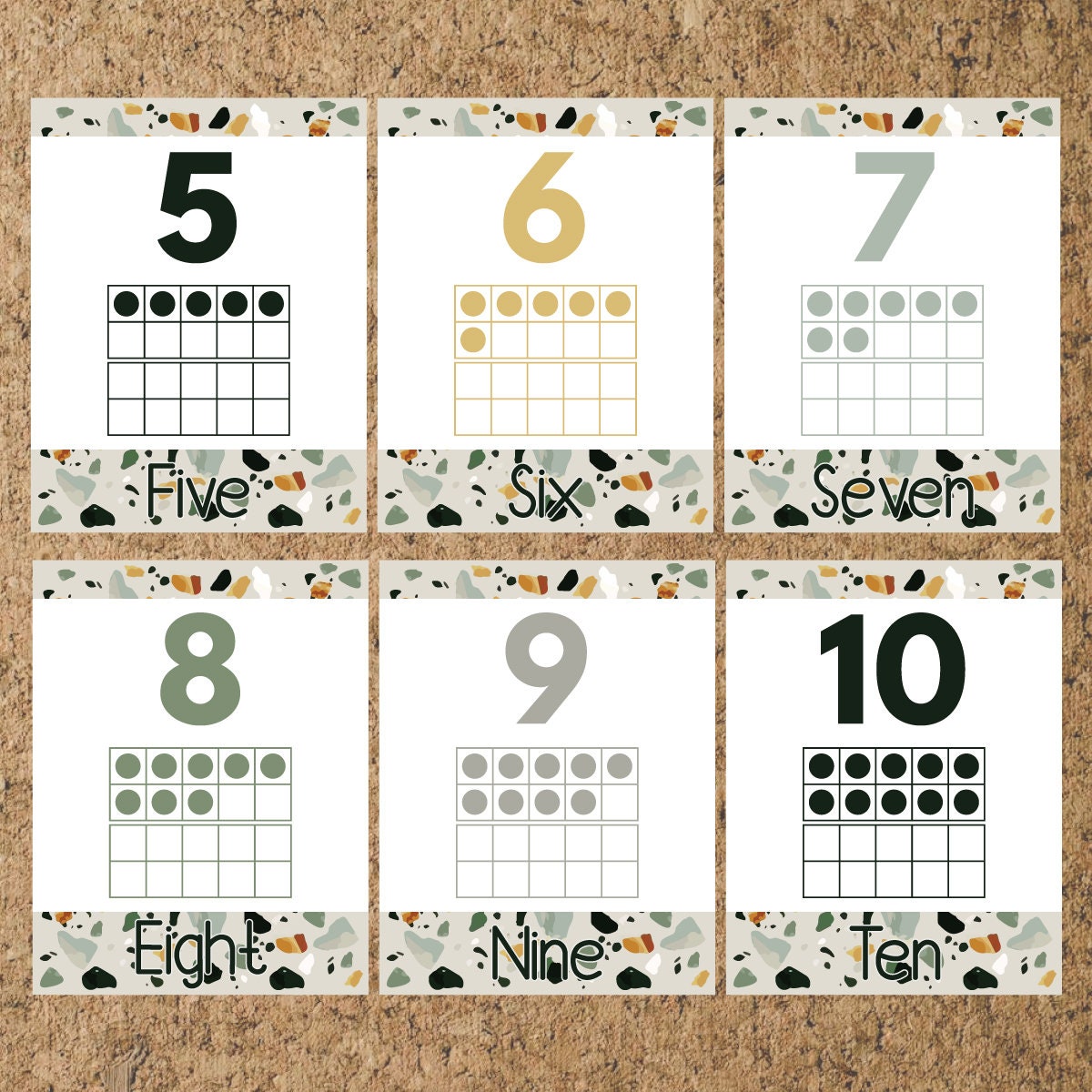 Modern Terrazzo Number Posters 0-20 | Printable PDF | Neutral Classroom ...