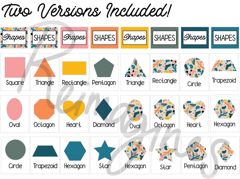 Retro Brights Shape Posters Printable PDF Modern and - Etsy