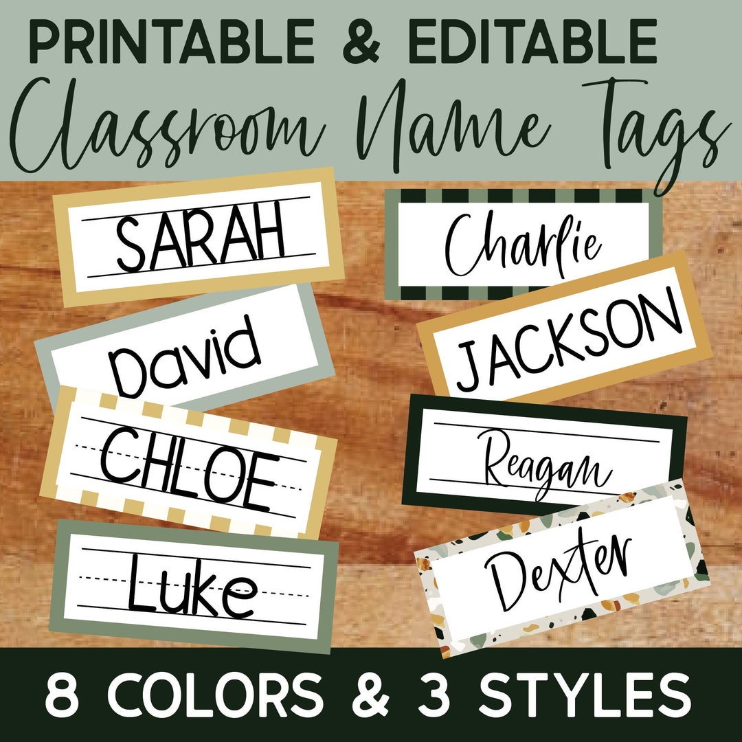 Modern Terrazzo Editable Classroom Name Tags | Printable Name Tags ...