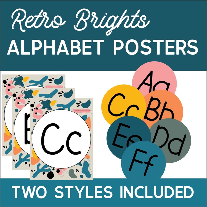 Retro Brights Alphabet Posters | Printable PDF | Modern and Bright ...