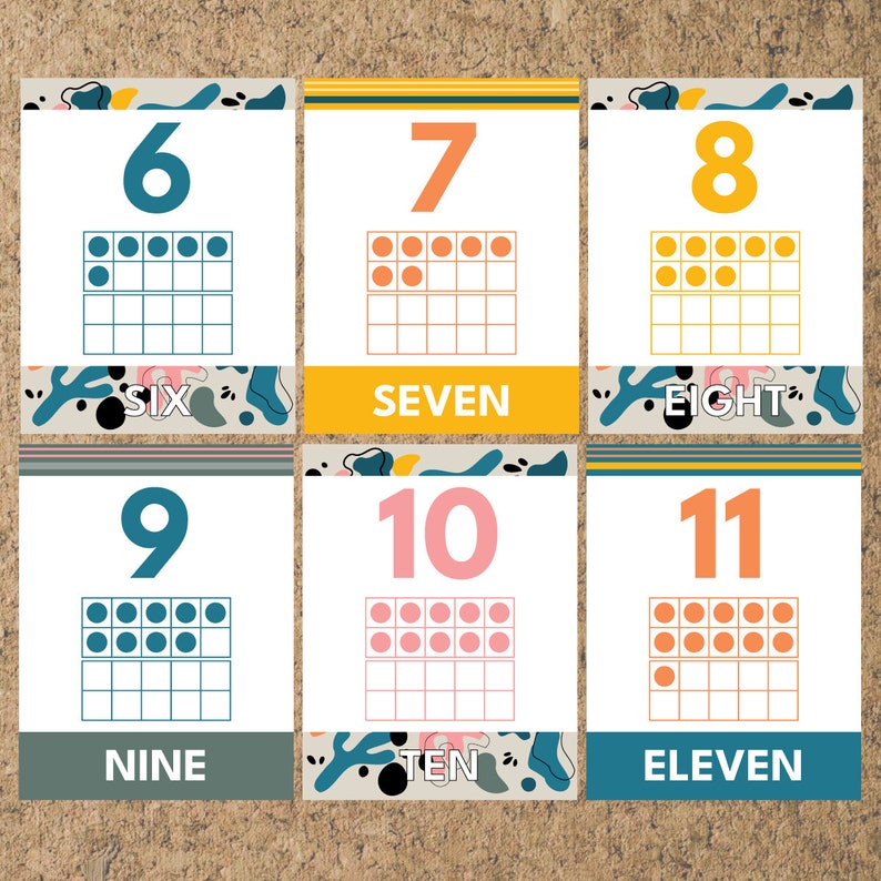 Retro Brights Number Posters 0-20 | Printable PDF | Retro Colorful ...