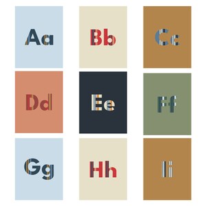 Varsity Stripes Alphabet Posters | Printable PDF | Vintage Neutral ...