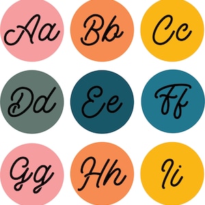 Retro Brights Cursive Alphabet Posters | Printable PDF | Modern and ...