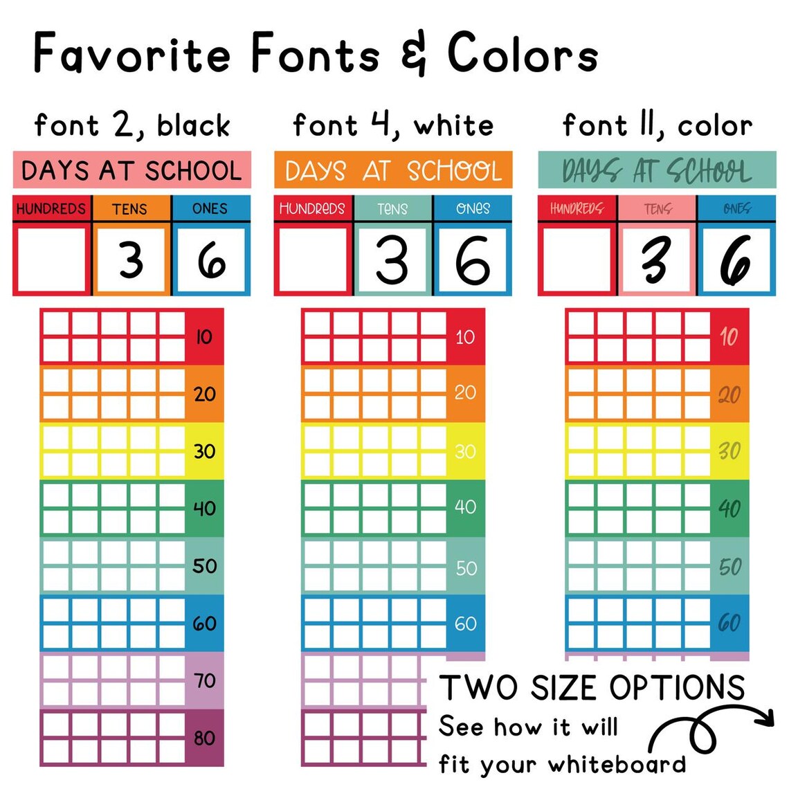 Rainbow Days at School Ten Frame Whiteboard Clings + Counters ...