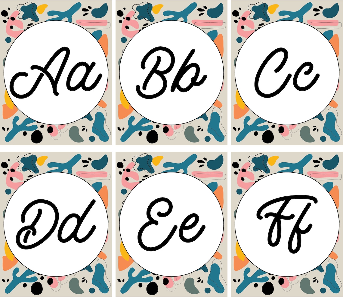 Retro Brights Cursive Alphabet Posters | Printable PDF | Modern and ...