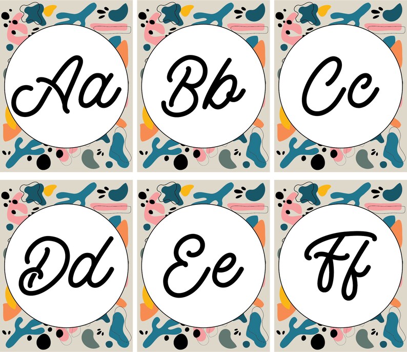 Retro Brights Cursive Alphabet Posters Printable PDF - Etsy