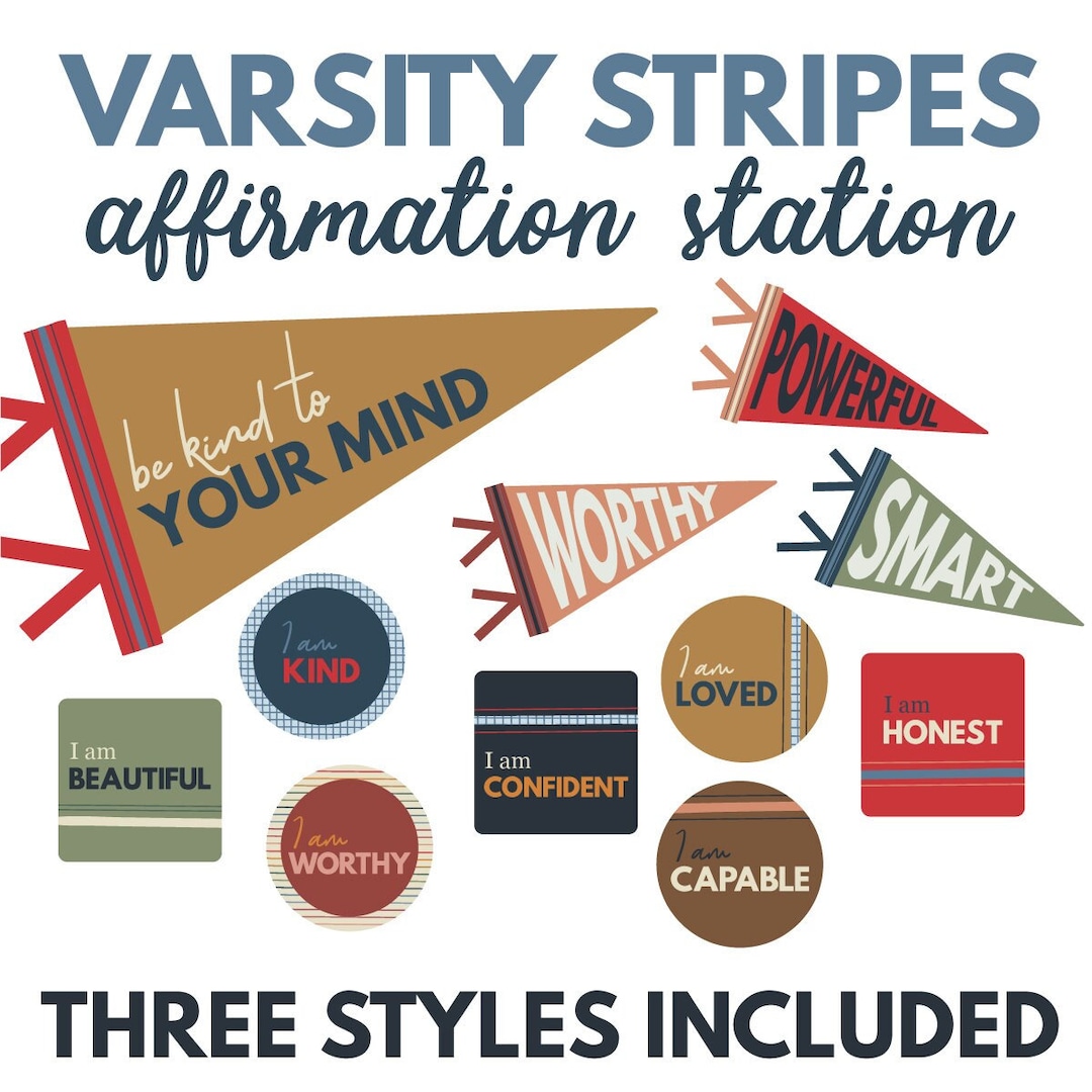 Varsity Stripes Editable Affirmation Station | Affirmation Mirror ...