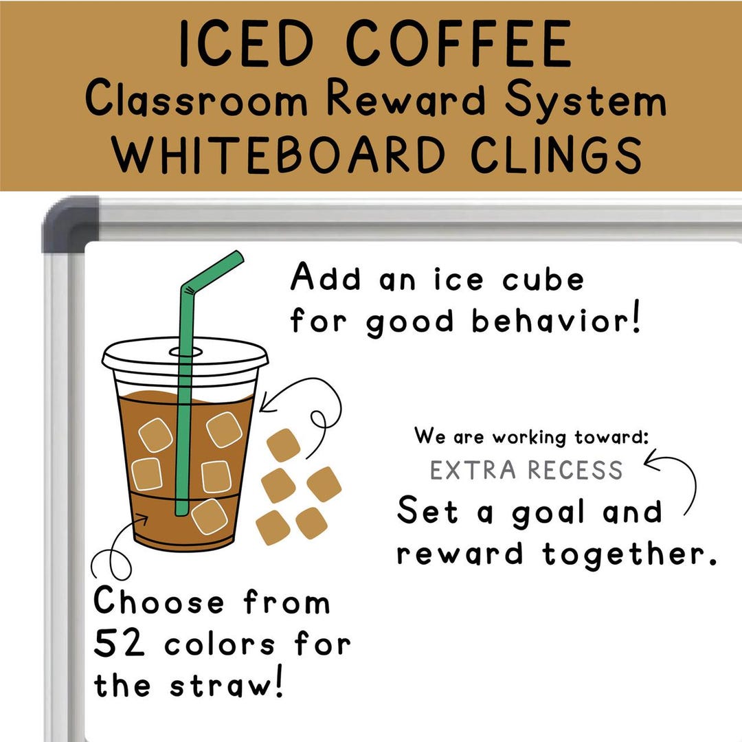 Iced Coffee Classroom Reward System Cling for the Whiteboard | Coffee ...