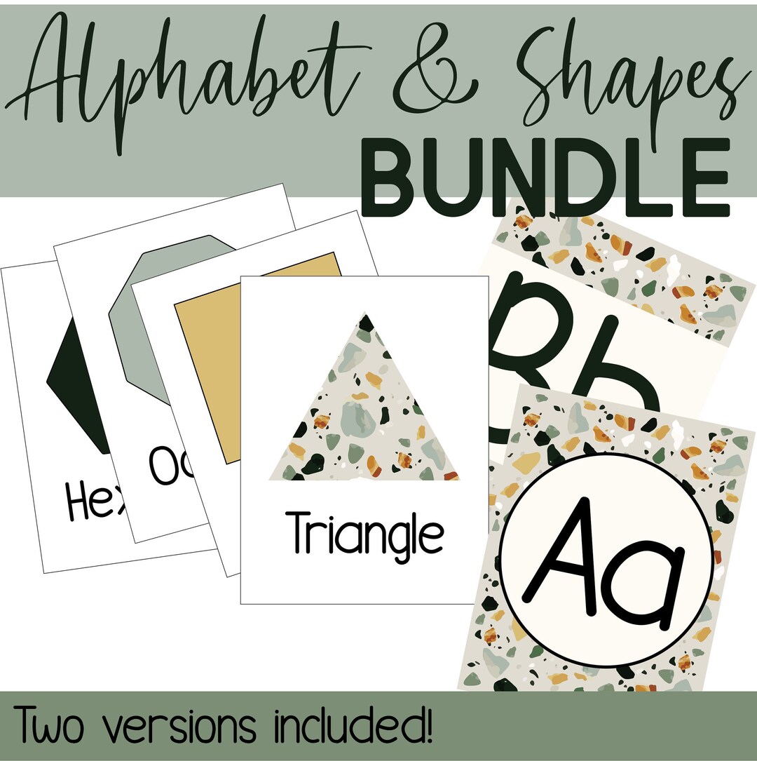 Modern Terrazzo Alphabet & Shapes Bundle | Printable PDF | Modern ...