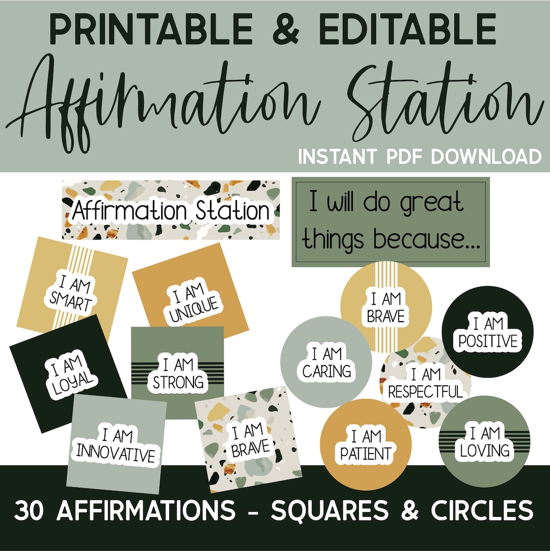 Modern Terrazzo Editable Affirmation Station | Affirmation Mirror ...