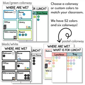 Location and Lunch Tracker Classroom Whiteboard Clings | Student Number ...