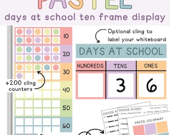 Rainbow Days at School Ten Frame Whiteboard Clings + Counters ...