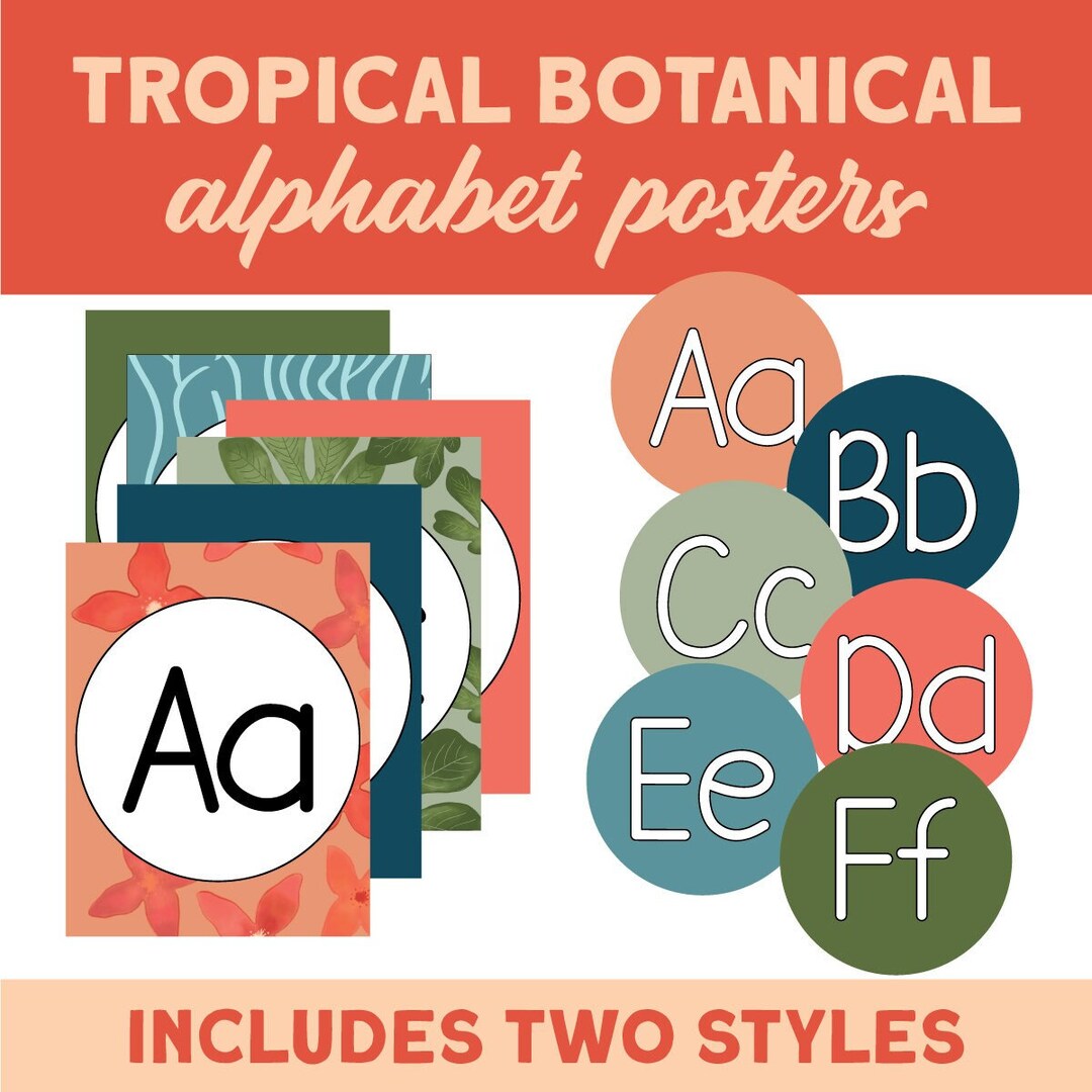 Tropical Botanical Alphabet Posters | Printable PDF | Modern and Nature ...